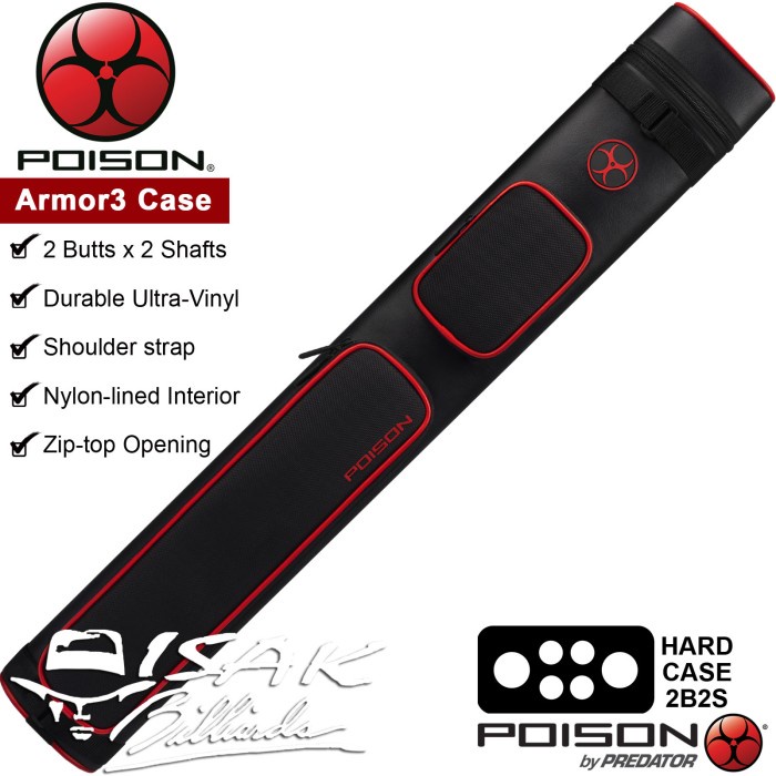 Jual Stick Billiard - Poison Armor 2X2 Black Hard Pool Cue Case - Tas ...