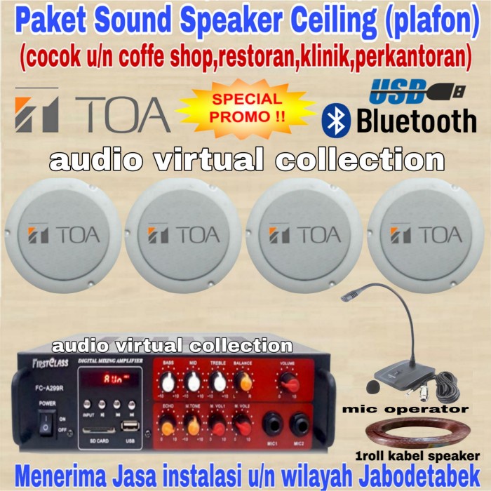 Jual Paket sound speaker Ceiling TOA + mic operator isi 4pcs (original ...