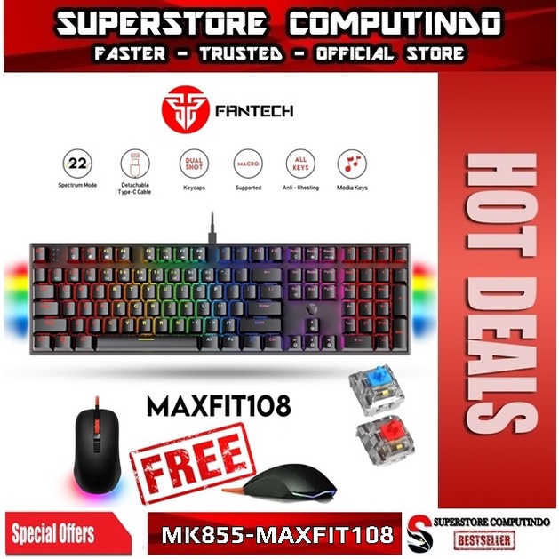 Jual Fantech MK855 MAXFIT108 RGB Mechanical Gaming Keyboard | Shopee Indonesia