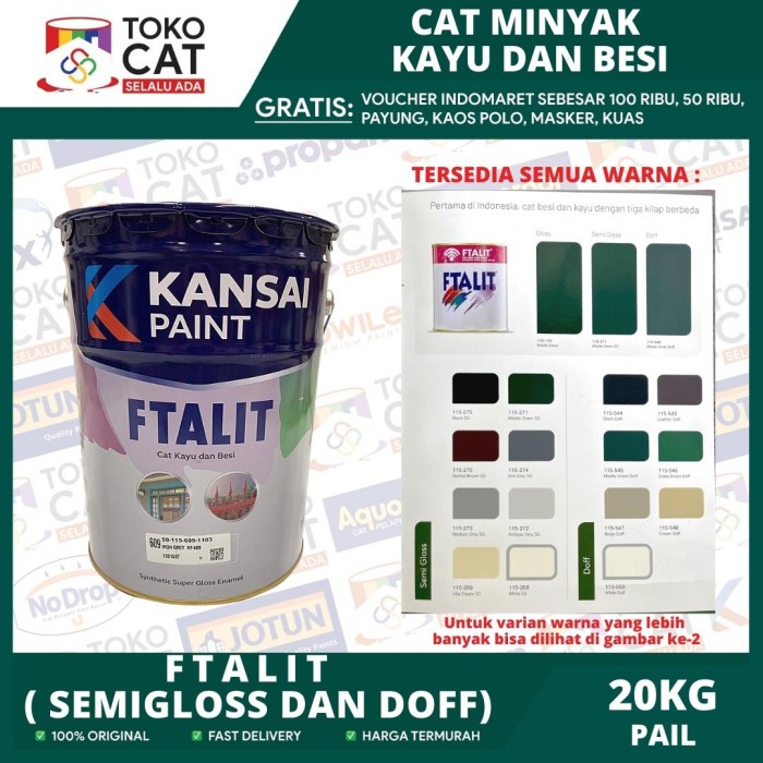 Jual CAT FTALIT DOFF 20KG PAIL - CAT MINYAK KAYU BESI (READY SEMUA ...