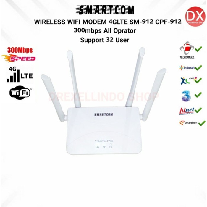 Jual MODEM WIFI 4G LTE SMARTCOM SM912 300MBPS SUPPORT SIM CARD | Shopee ...