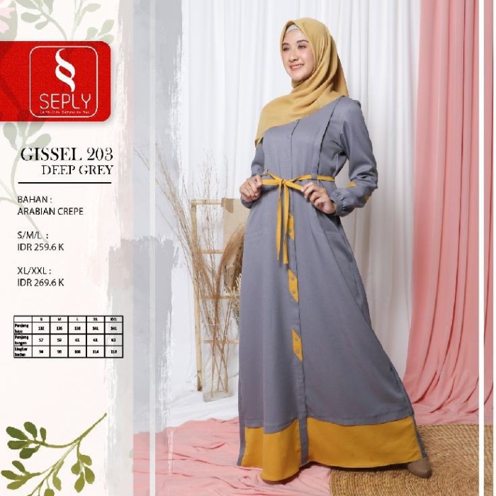 Jual Baru Gamis Muslimah Seply Gissel 203 Deep Grey ARABIAN CREPE ...
