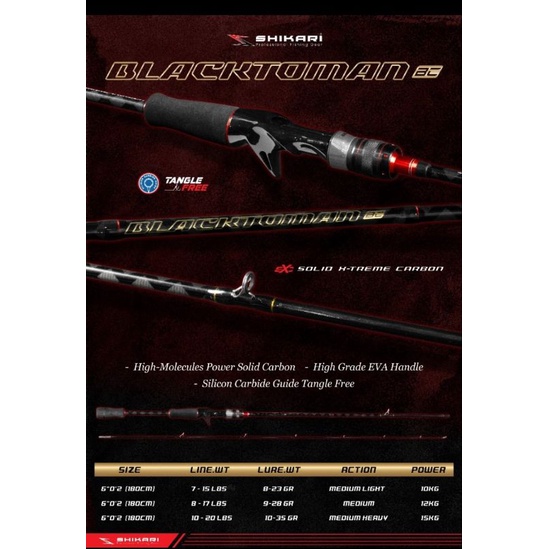 Jual joran shikari black toman spinning 602 180 cm joran carbon solid | Shopee Indonesia