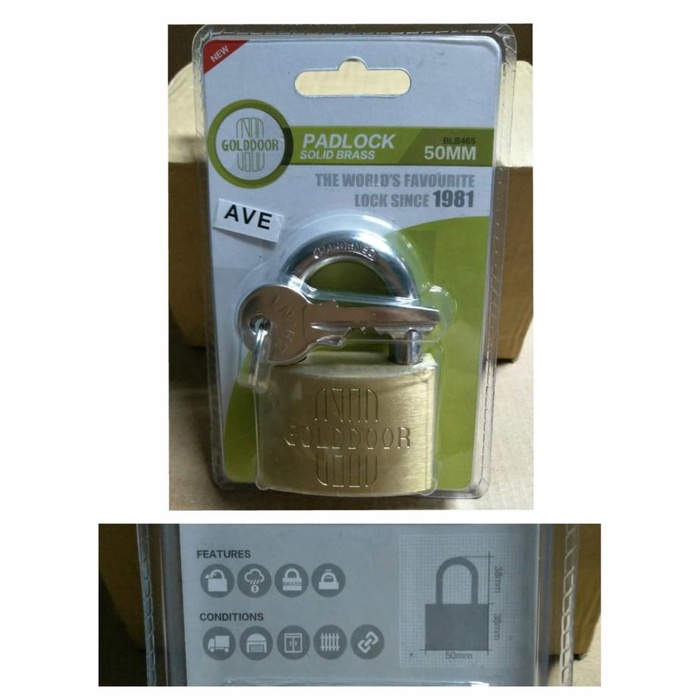 Jual Gembok Golddoor Kuningan Asli Anti Karat 50 Mm (Pendek) | Shopee ...
