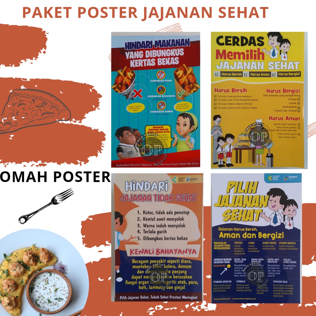 Jual Paket Poster Jajanan Sehat - Poster Kesehatan - Makanan Sehat ...