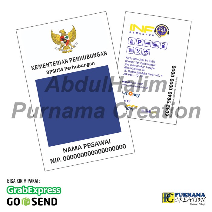 Jual ID CARD IDCARD KEMENHUB KEMENTERIAN PERHUBUNGAN FREE DESIGN ...
