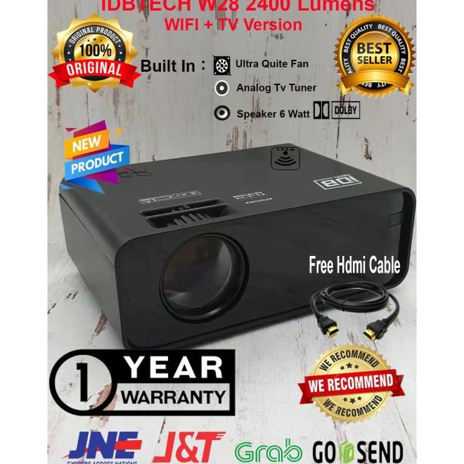 Jual Idbtech W28 Wifi + Tv Tuner Mini Projector 2400 Lumens , W24 W12 ...