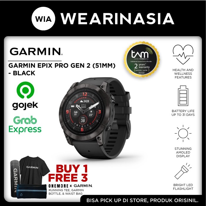 Jual GARMIN EPIX PRO GEN 2 (51 MM) CARBON GRAY DLC ORIGINAL GARANSI ...