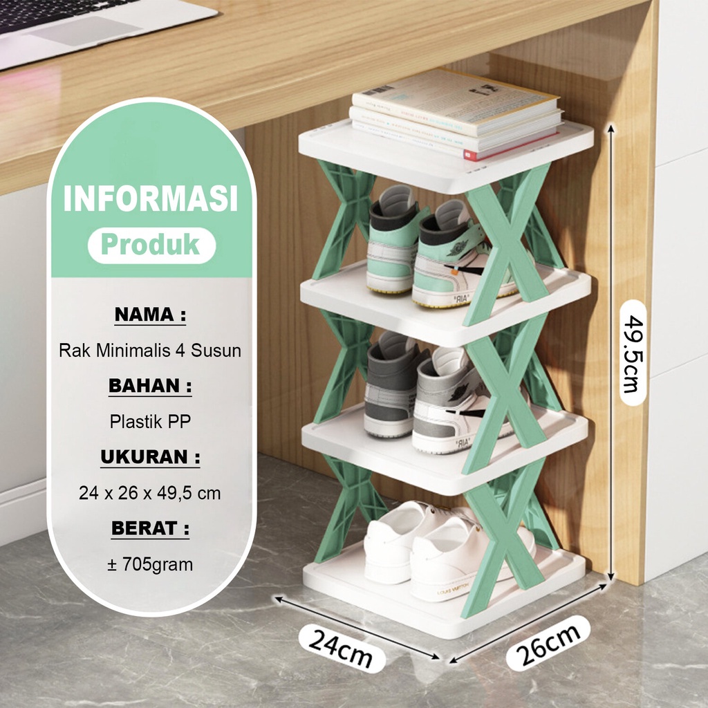Jual Rak Sepatu Plastik Minimalis 4 Susun Tempat Sepatu Sandal ...