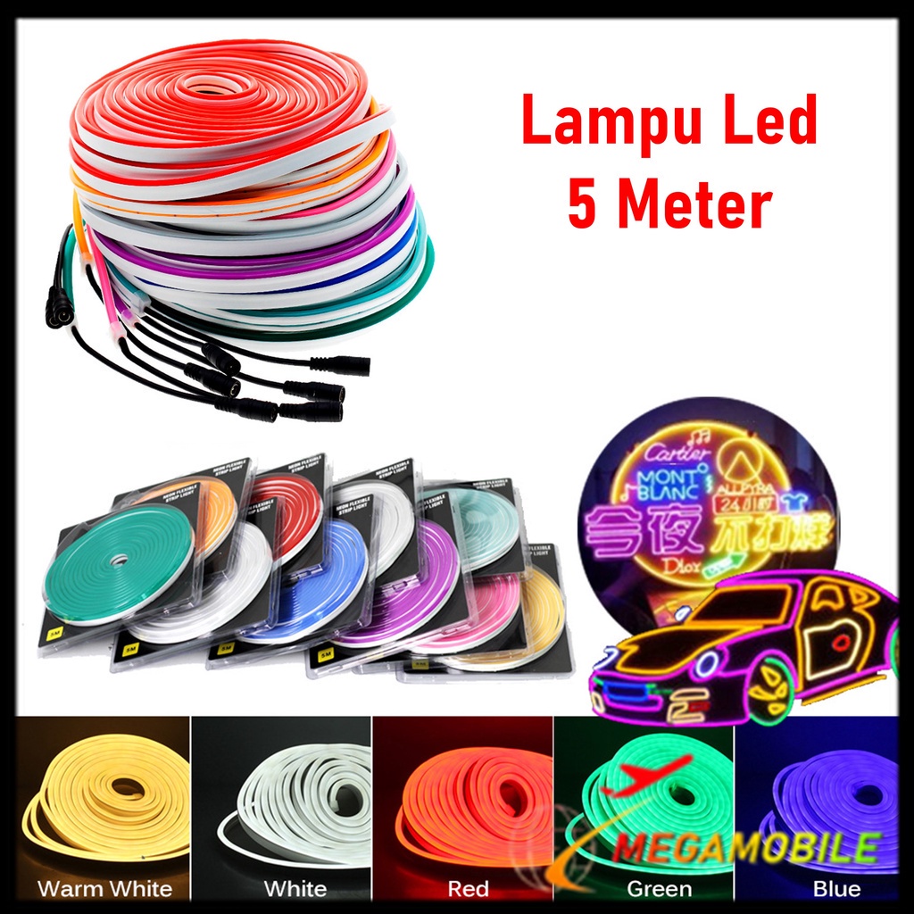 Jual MM - Lampu Neon Flex LED Strip Selang Panjang 5M DC 12V Waterproof DIY Plafon Ceiling ...