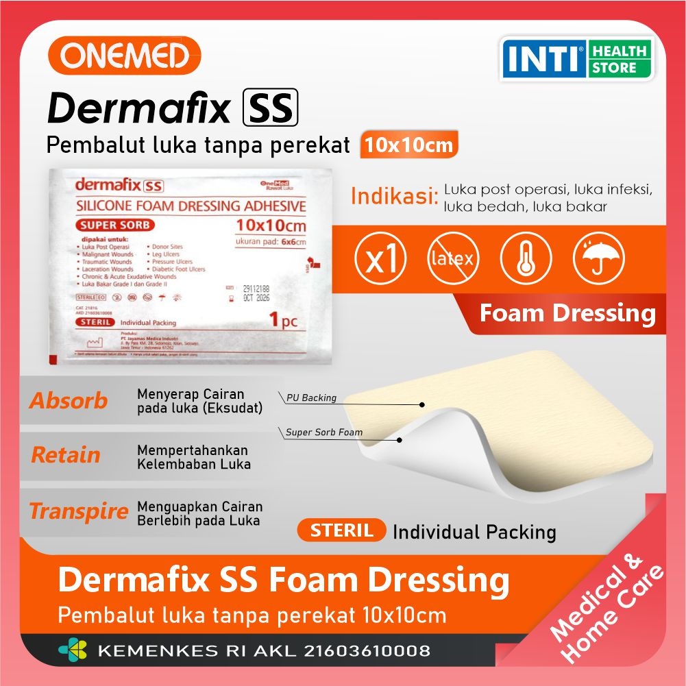 Jual Onemed | Dermafix SS Foam Dressing 10 x 10cm | Satuan | Shopee ...