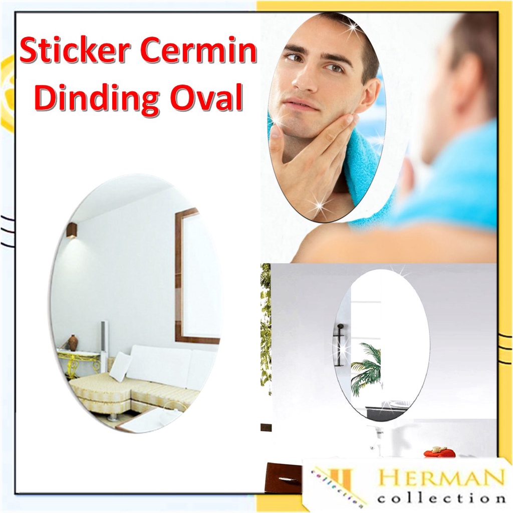 Jual HC Stiker Cermin Kaca Dinding Oval Anti Pecah Acrylic Kaca Cermin ...
