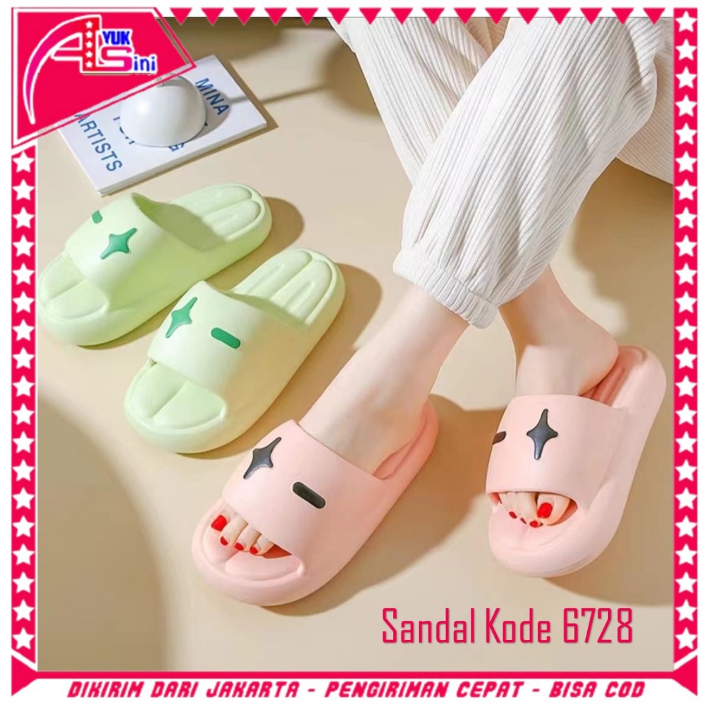 Jual AS Sandal Wanita Kekinian Anti Slip 6728 Logo Plus Minus Sendal ...