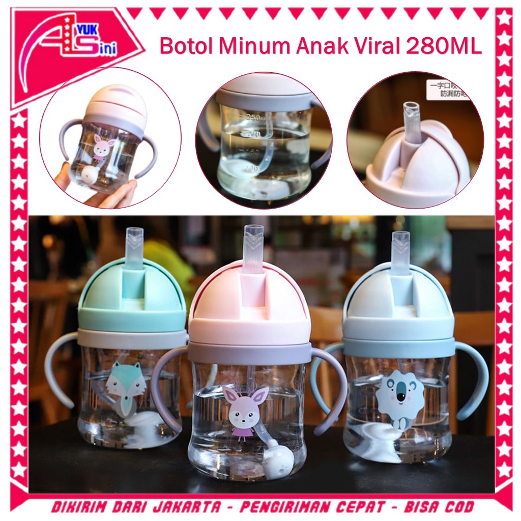 Jual AS Botol Minum Anak Viral 280ML Botol Air Minum Anak Bayi Karakter ...