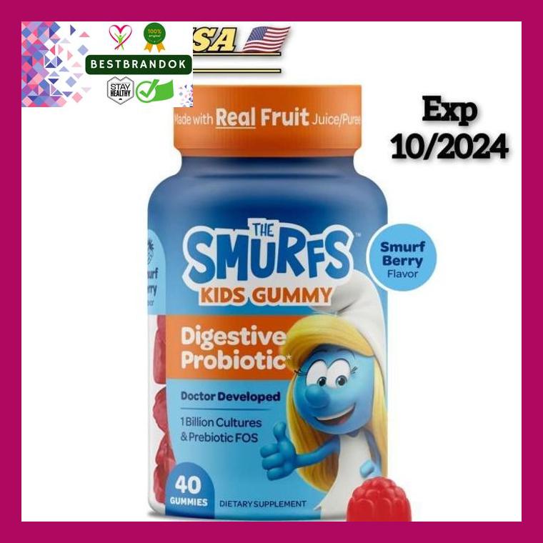 Jual Ok The Smurfs Kids Gummy Digestive Probiotic Ages 3+ Smurf Berry ...