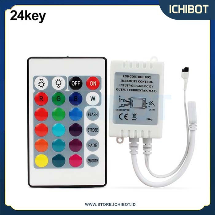 Jual Controller LED RGB Strip 3528 5050 24 Key IR Receiver Transmitter ...