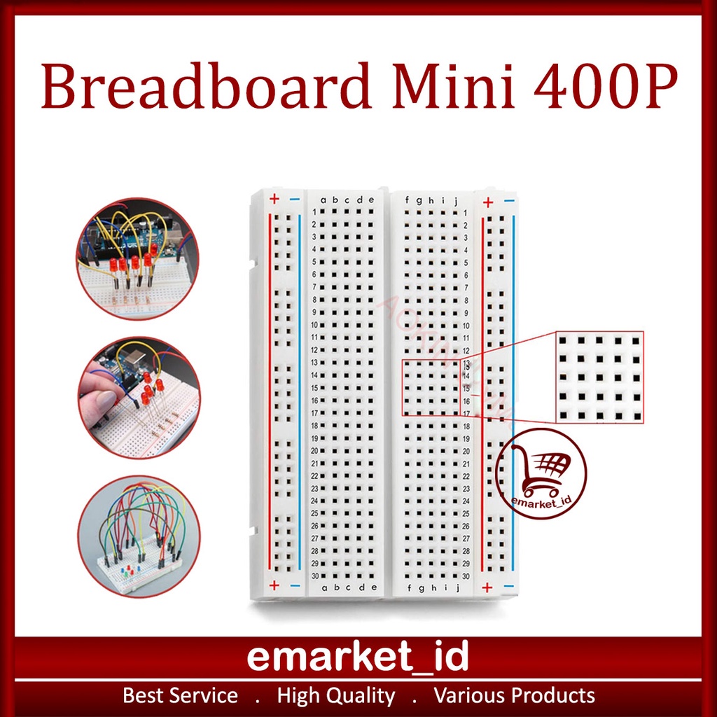 Jual Breadboard Mini 400 Tie Points / 400P Solderless Titik Cocok Dgn 85 X 55MM | Shopee Indonesia