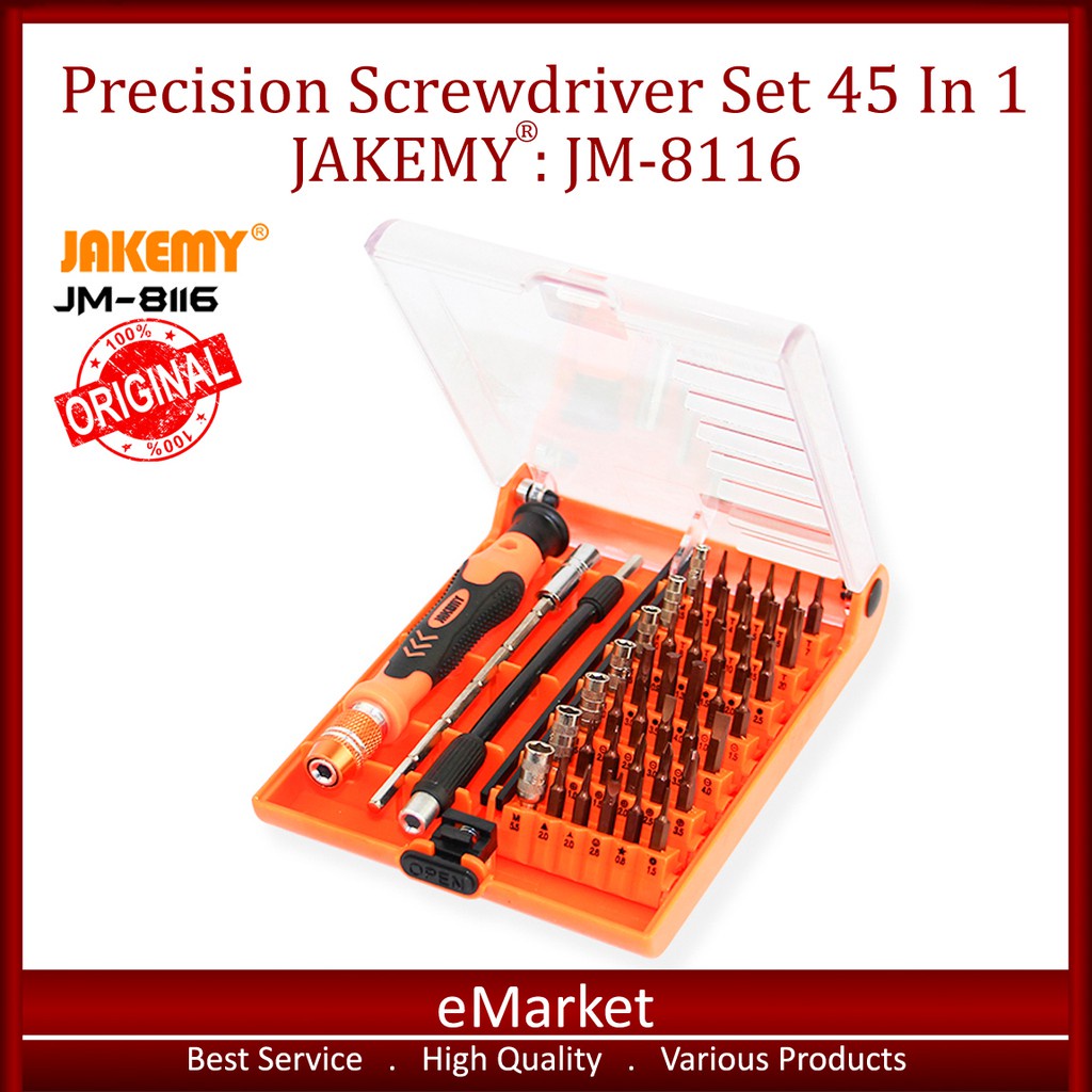 Jual Obeng Set 45 In 1 JAKEMY JM-8116 ORIGINAL / Screwdriver HP Laptop ...