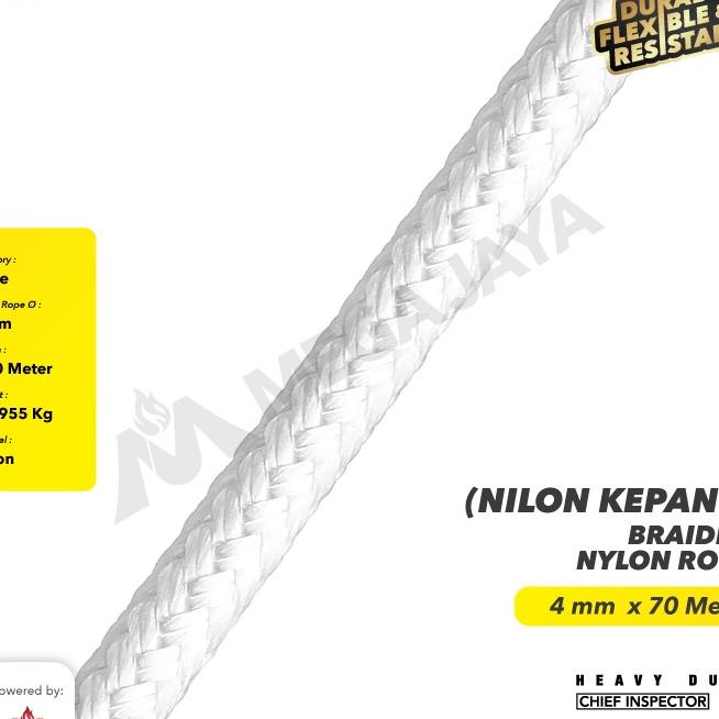 Jual Powertec Tali Nilon Kepang 4Mm X 70M Braided Nylon Rope | Shopee ...