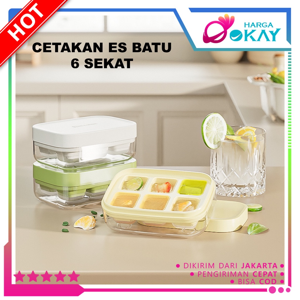 Jual HO 6 SEKAT Cetakan Es Batu Cokelat Jelly Mode Tekan Press Dengan ...