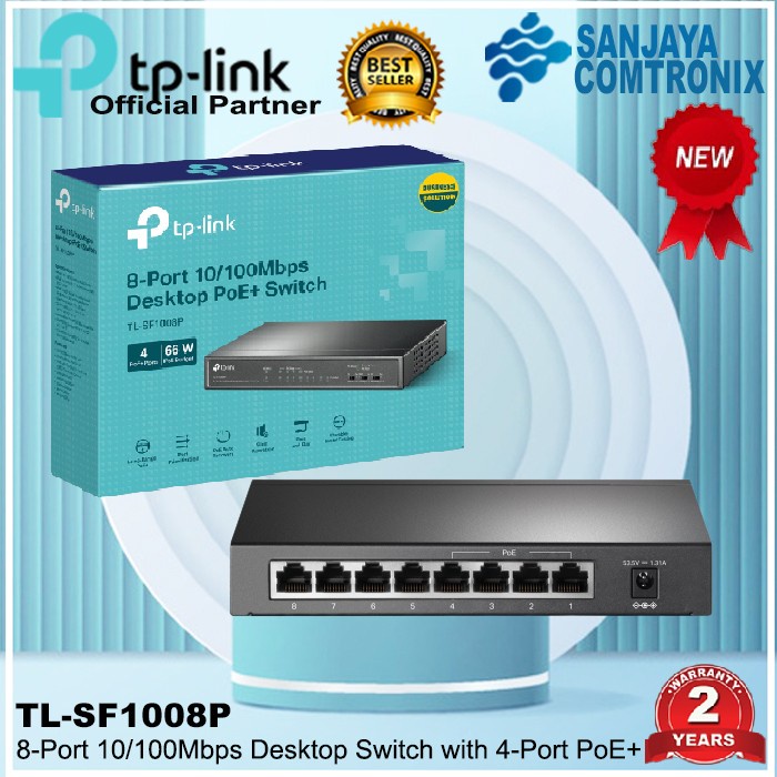Jual TP-LINK TL-SF1008P 8-Port 10/100Mbps Desktop Switch with 4-Port ...
