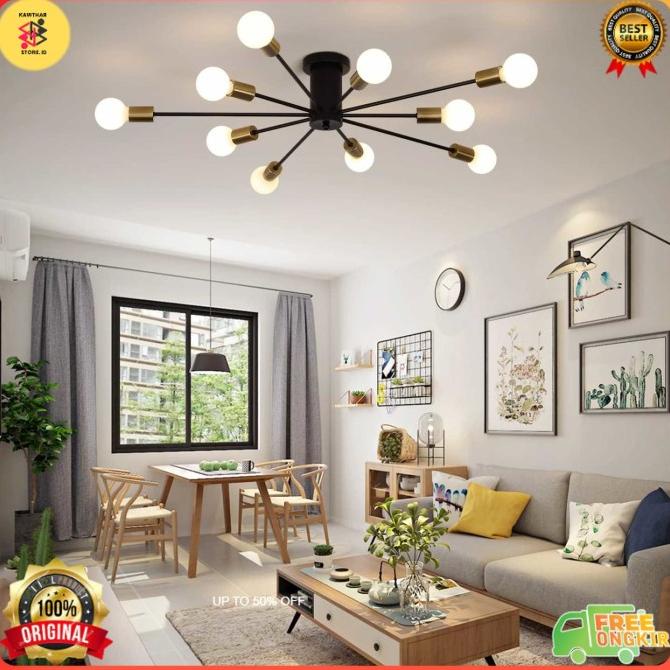 Jual Set Fitting Besi Cabang Lampu Plafon Led Klasik Minimalis Retro ...