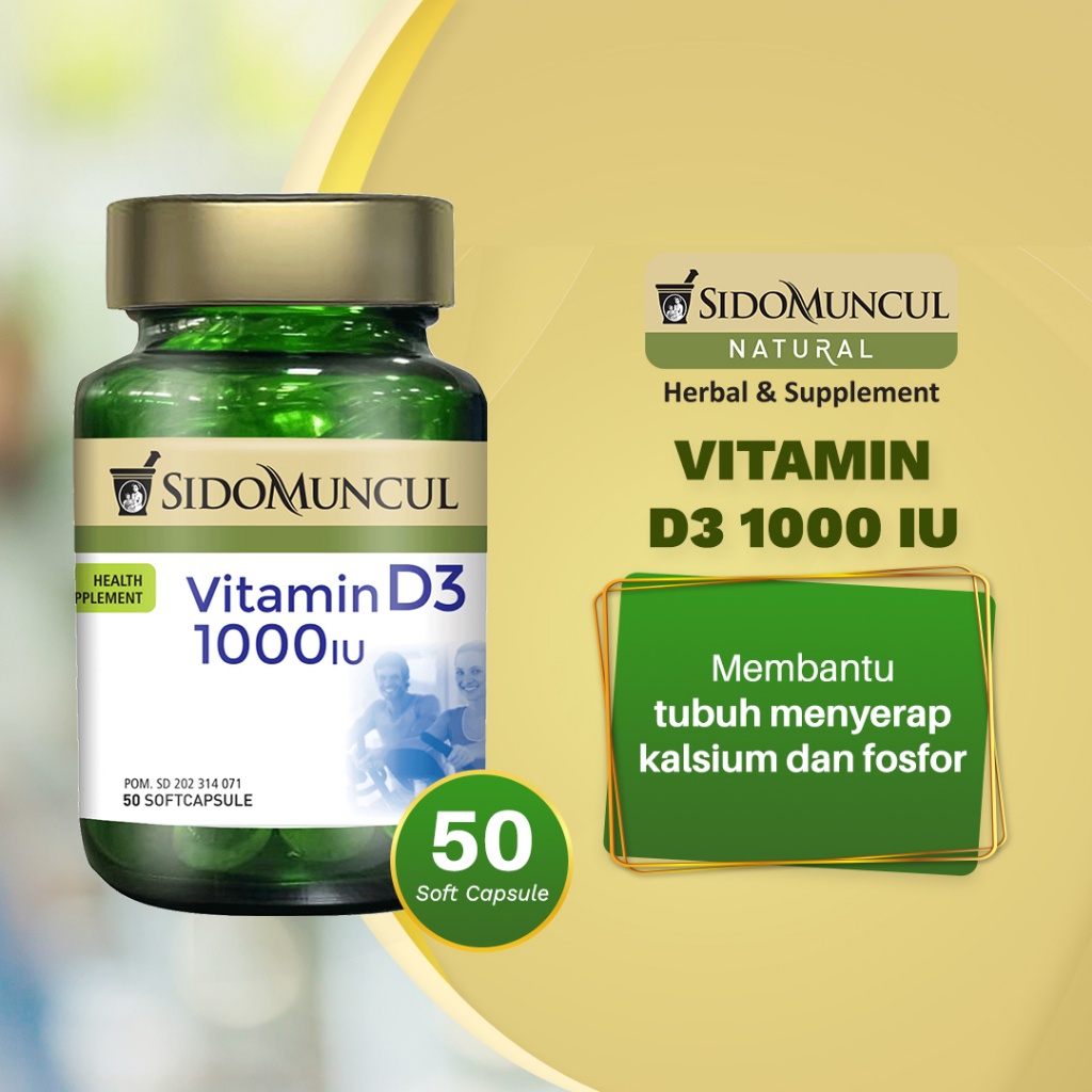 Jual Sido Muncul Natural Vitamin D3 1000 IU Kesehatan Tulang Kalsium Auto Imun | Shopee Indonesia