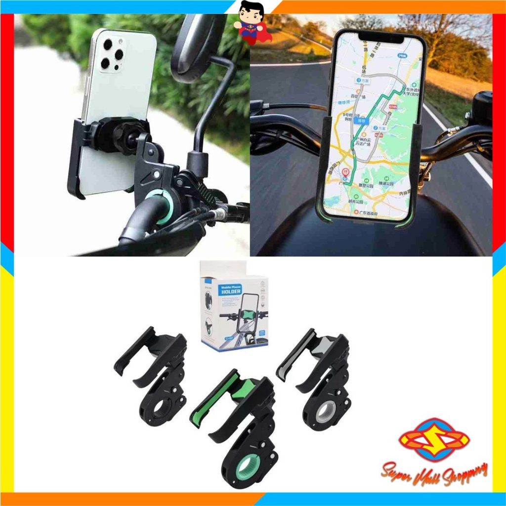 Jual SMS Holder Spion Stand Bracket HP dan GPS Anti Slip Motorcycle Phone Stang Holder Universal ...