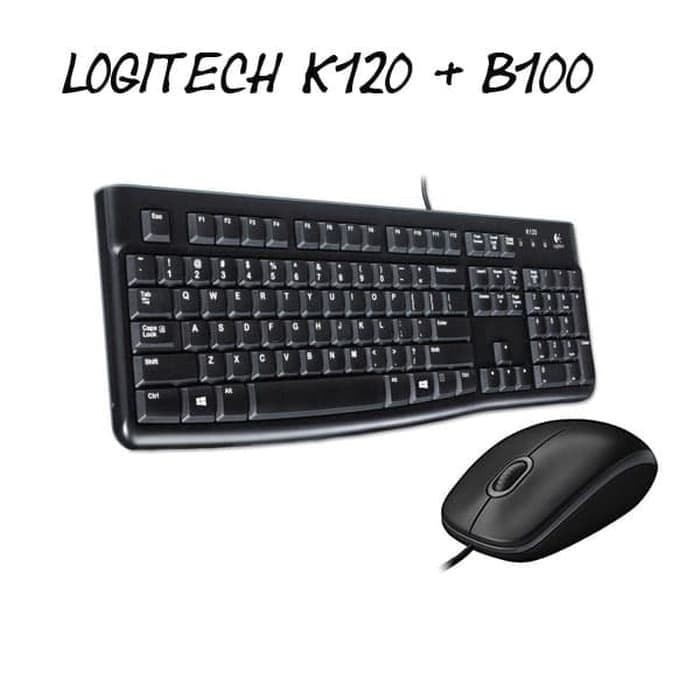 Jual Logitech Keyard + Mouse K120+B100 Usb Paket/ Set Key+Mouse ...