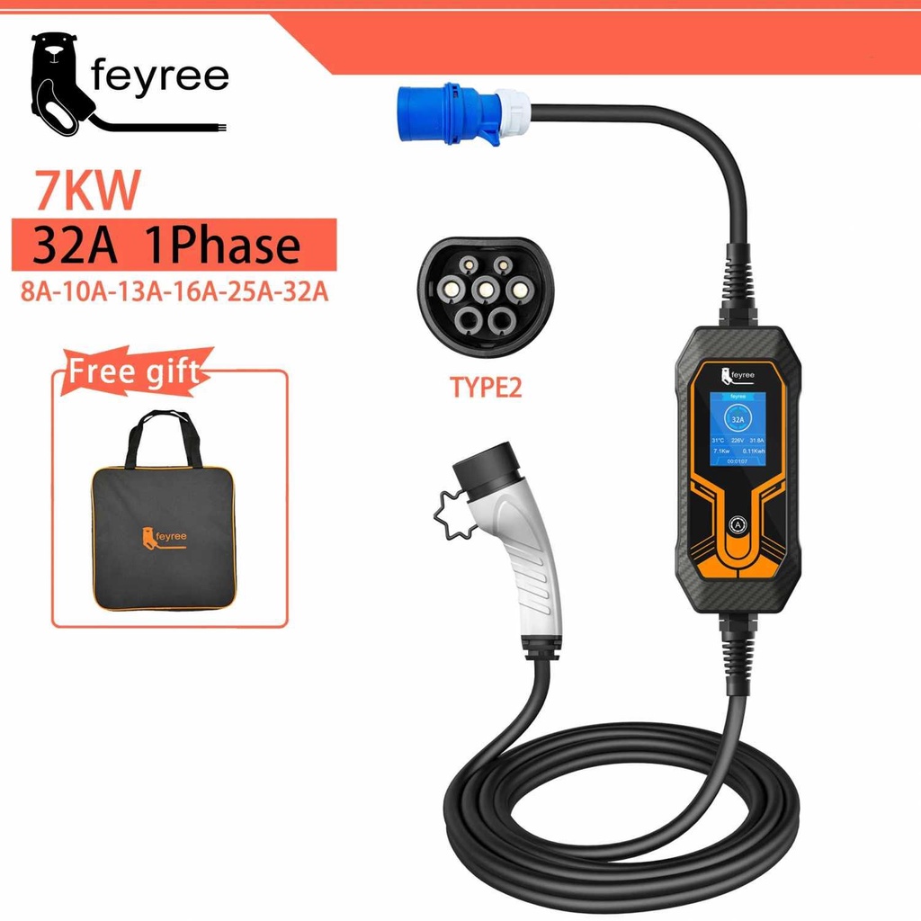 Jual Charger Mobil Listrik Portable Fast EV Charger 32A 7KW Type 2 ...