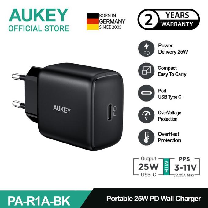 Jual Trend Aukey Charger Type C 25W Pa-R1A-Bk Pd 3.0 Fast Charging Terbaik | Shopee Indonesia