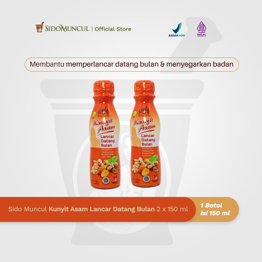 Jual Sido Muncul Kunyit Asam Lancar Datang Bulan Haid Botol 2x150 ml ...