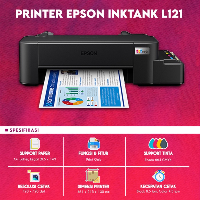 Jual Printer Epson L121 A4 Ink Tank Printer Epson L121 L 121 l121 Garansi | Shopee Indonesia