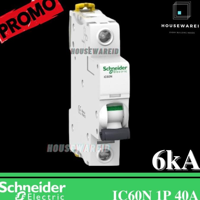 Jual MCB Schneider Acti9 iC60N 1 Phase 40 Ampere Original SNI, 1p 40a 1pole | Shopee Indonesia
