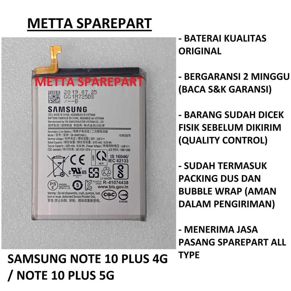 Jual Original OEM Baterai Samsung Note 10 Plus 4G / Note Plus 10 5G (BN972ABU) | Shopee Indonesia