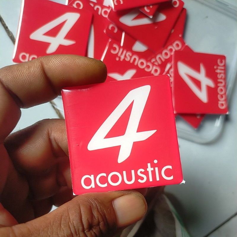 Jual 4 ACOUSTIC MERAH ukuran 5cm x 5cm LABEL / LOGO / EMBLEM GRILLBOX ...