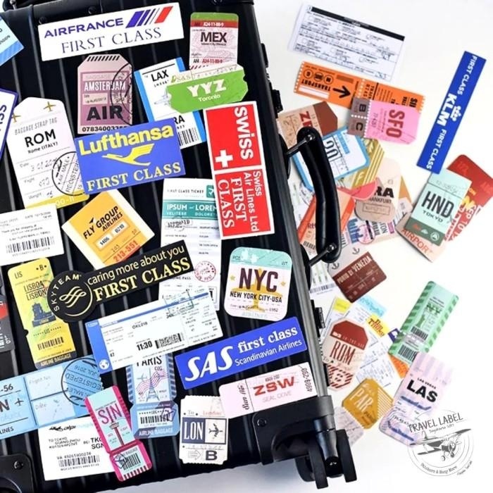 Jual Sticker Koper 25 Pcs Desain Airport Airlines Logo Boarding First ...