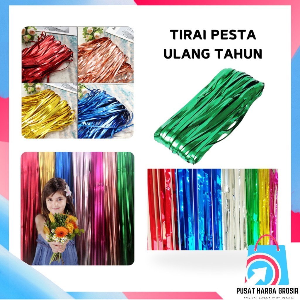 Jual PHG - Tirai Pesta Ulang Tahun Tirai Rumbai Keriting Gelombang ...