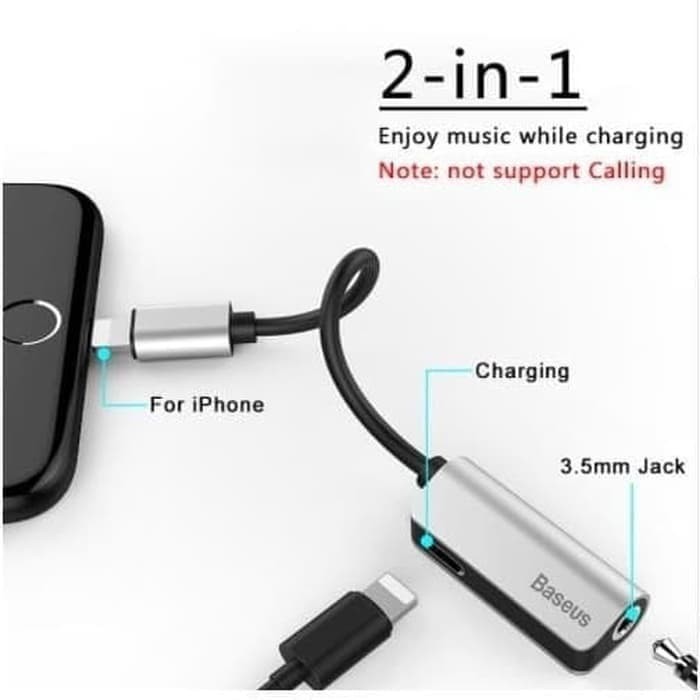 Jual BASEUS AUDIO CONVERTER LIGHTNING SPLITTER FOR MUSIC & CHARGING ...