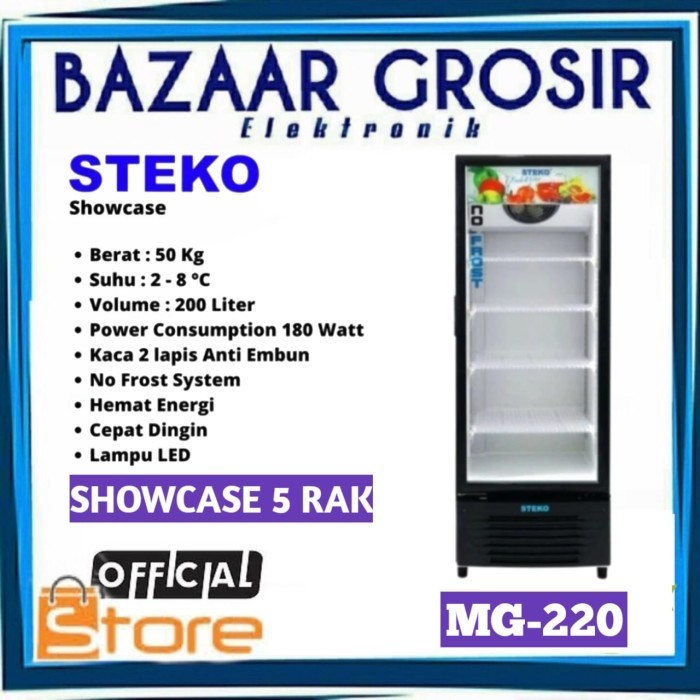 Jual [Baru] Showcase Steko Mg220 Mg 220 200L Display Cooler Kulkas ...