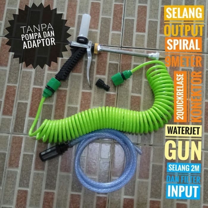 Jual New Paket Selang Input Dan Output Spiral 9Meter Dengan Water Jet ...