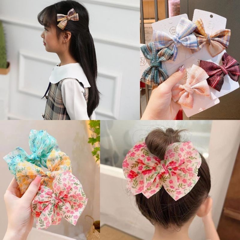 Jual Thartan Flowers Mini Korean Ribbon Hair Clip | Jepit Rambut Pita ...