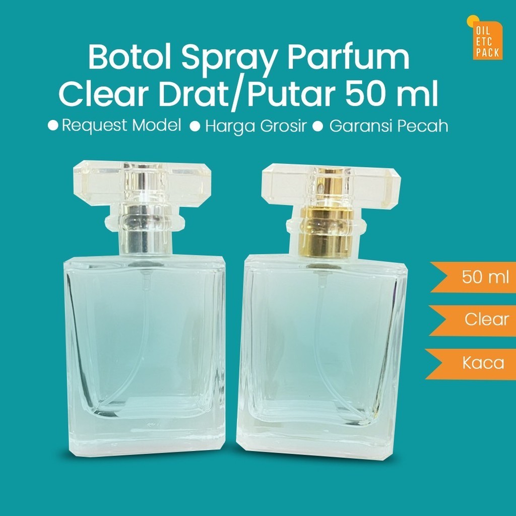 Jual Botol CHNL Spray Parfum Kaca Clear 50ml Drat/Putar (TANPA ALAT ...