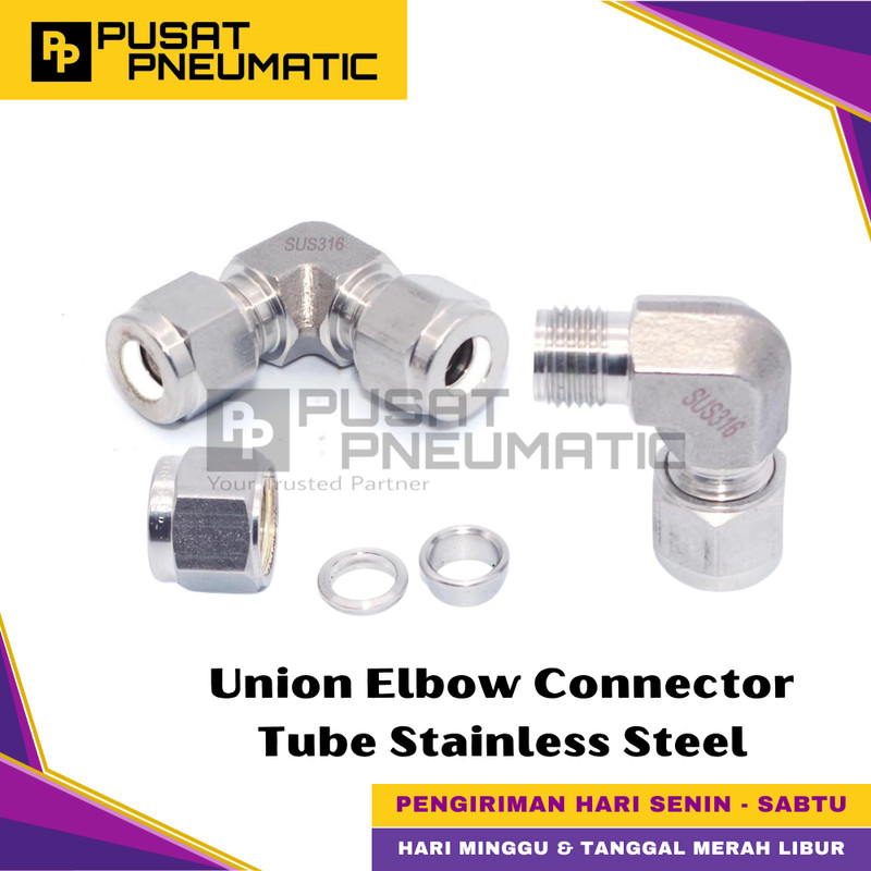 Jual 10MM x 10MM Union Elbow Connector Tube 10 MM x 10 MM Stainless Steel | Shopee Indonesia