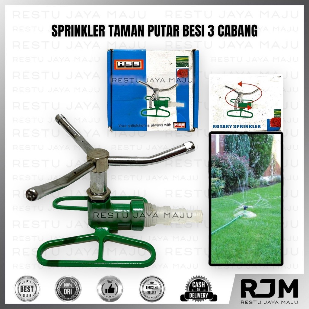 Jual HSS Sprinkler Putar Besi Taman Rotary 3 Cabang Penyiram Air ...