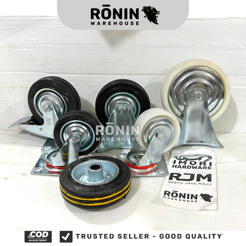 Jual Roda Hidup Mati hitam Rem / Tanpa 3-5 " inch Troli Trolley Gerobak ...