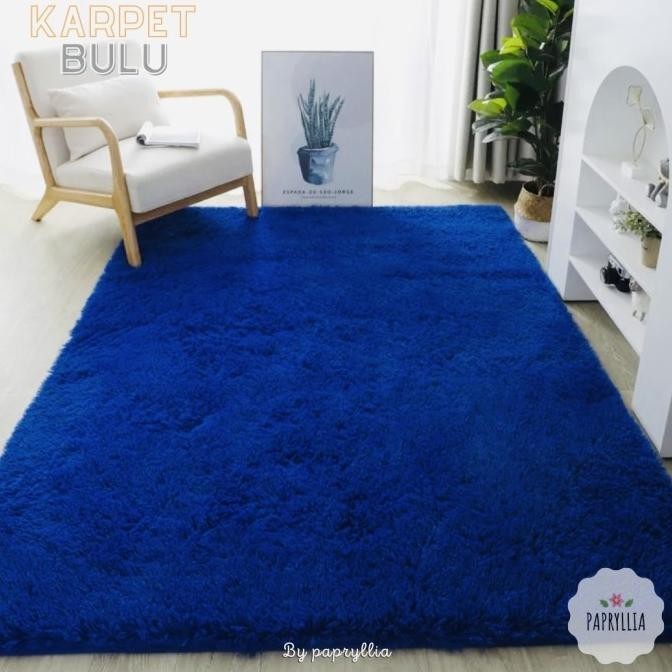 Jual Karpet Bulu Ukuran 150x100cm Tebal 2cm + Alas Bintik Super (Biru ...