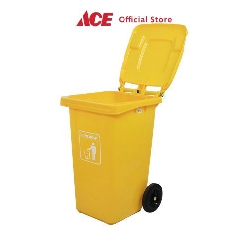 Jual Ace - Krisbow 100 Ltr Tempat Sampah Plastik Outdoor Dengan Roda Kuning | Shopee Indonesia