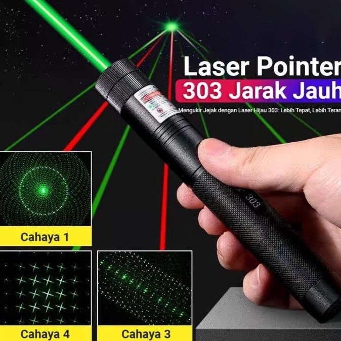 Jual Senter Laser Hijau 303 Green Laser Pointer Jarak Jauh 10KM Baterai ...