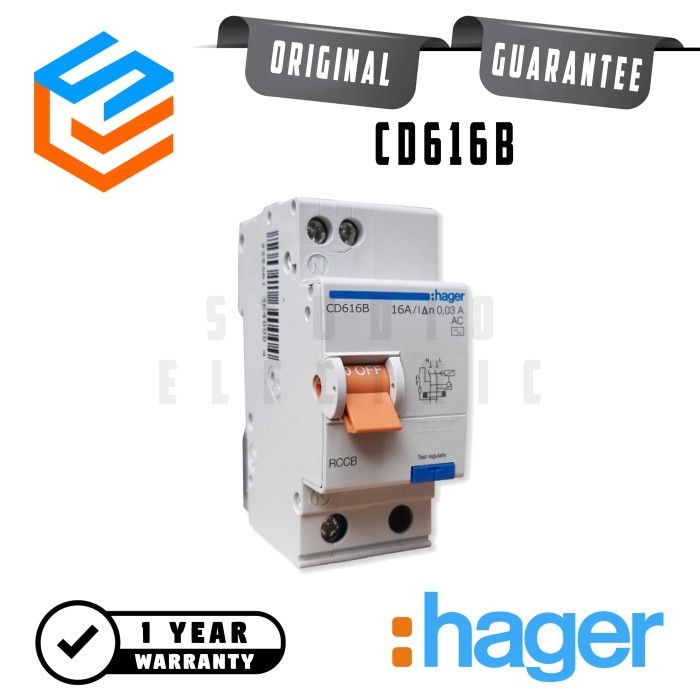 Jual HAGER RCCB / ELCB 2P 16A TYPE CD616B - SENSITIVY 30MA AC | Shopee ...